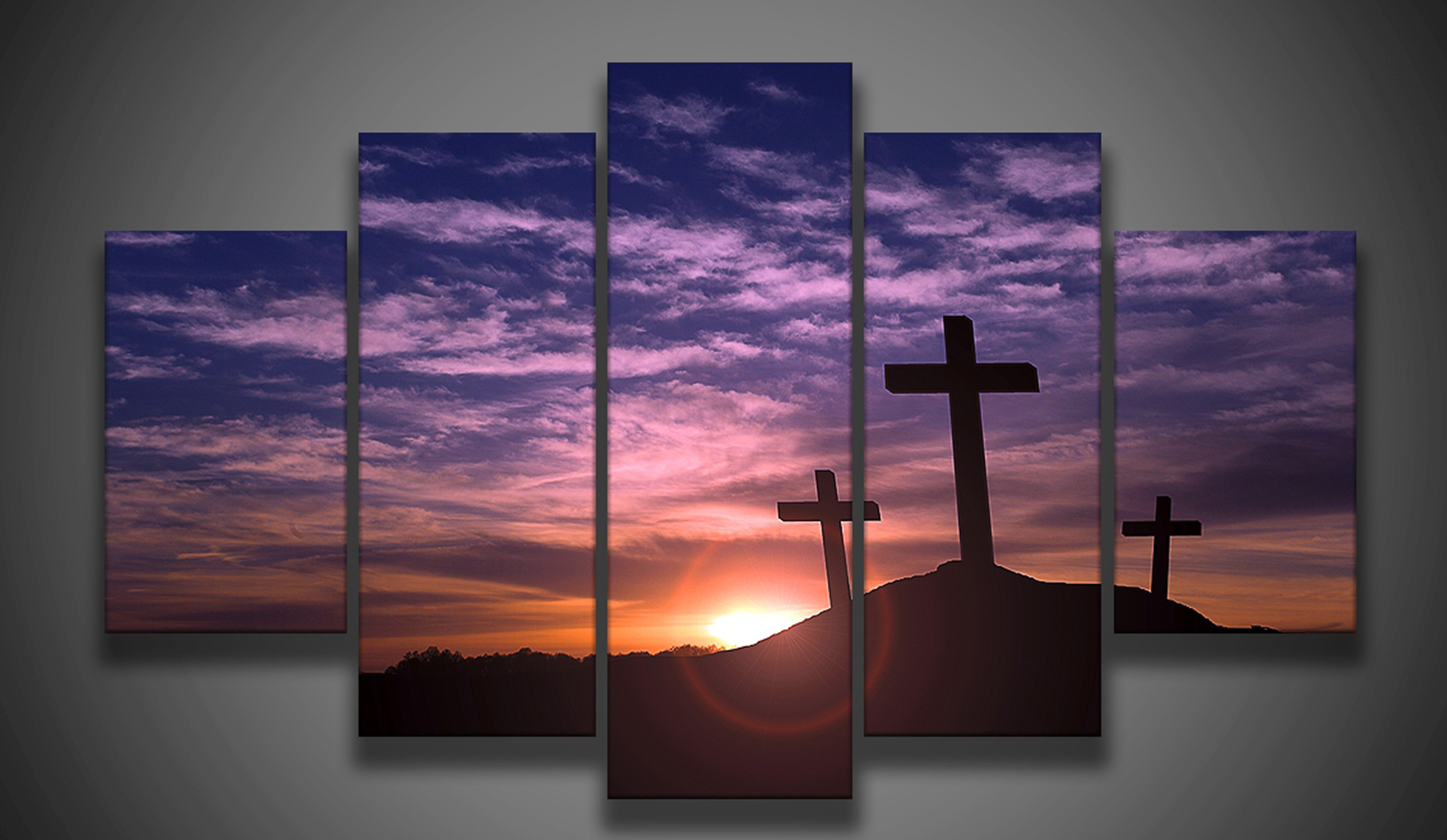 Three Crosses At Calvary-Medium Framed Christian Wall Art-Cross Canvas ...